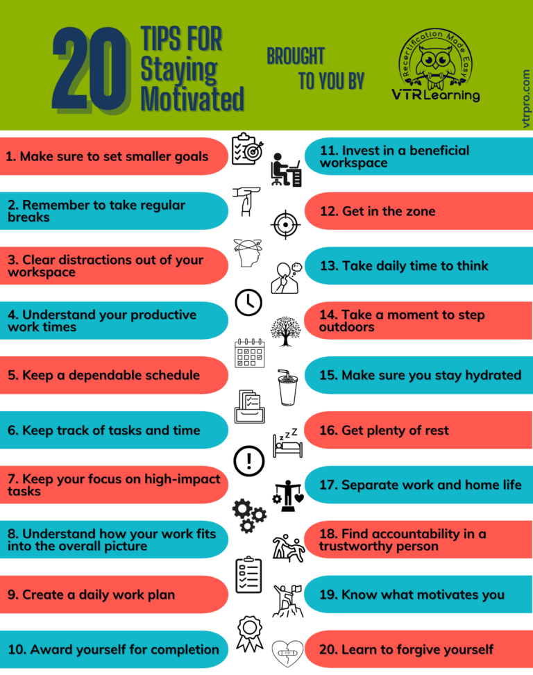 20 Tips for How to Stay Motivated at Work - VTR Learning