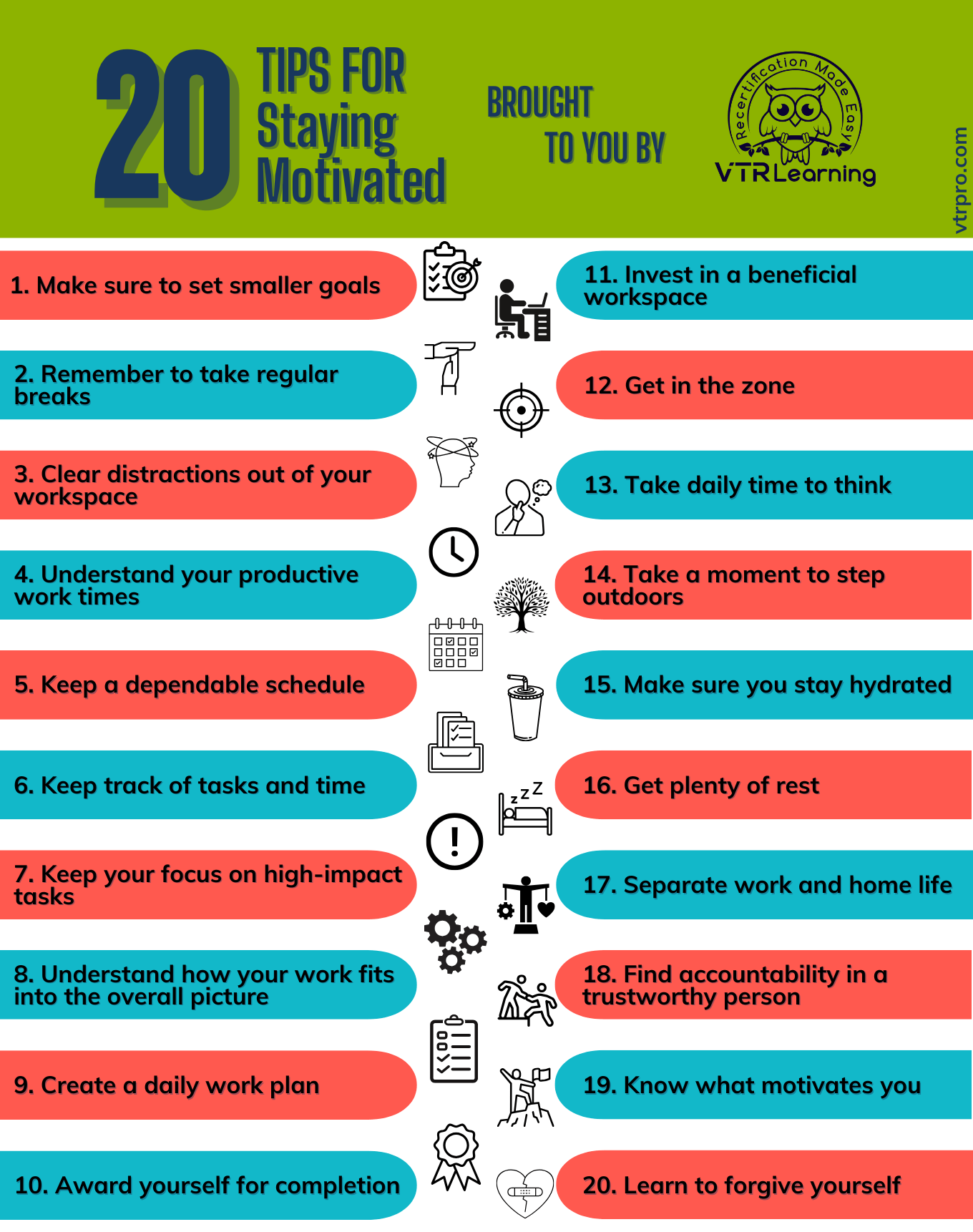 20 Tips for How to Stay Motivated at Work - VTR Learning