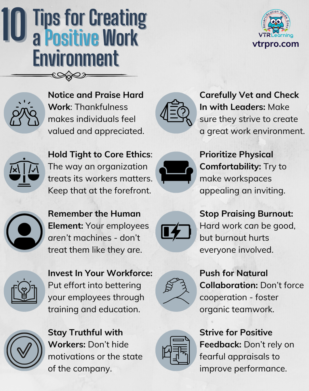 How to Create a Positive Work Environment [10 Tips] - VTR Learning